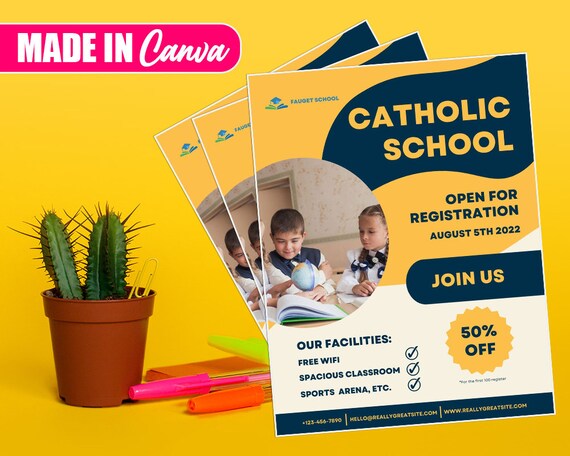 Catholic School Flyer DIY Canva Catholic School Flyer - Etsy