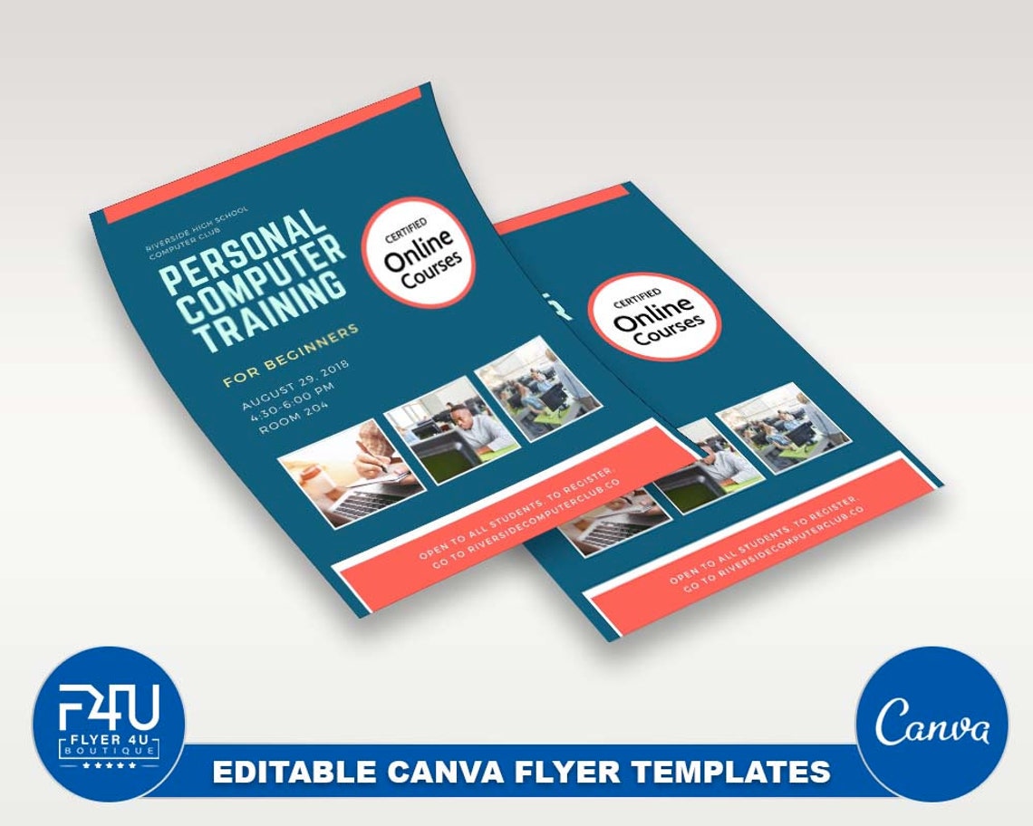 Personal Computer Training Flyer DIY Canva Personal Computer | Etsy