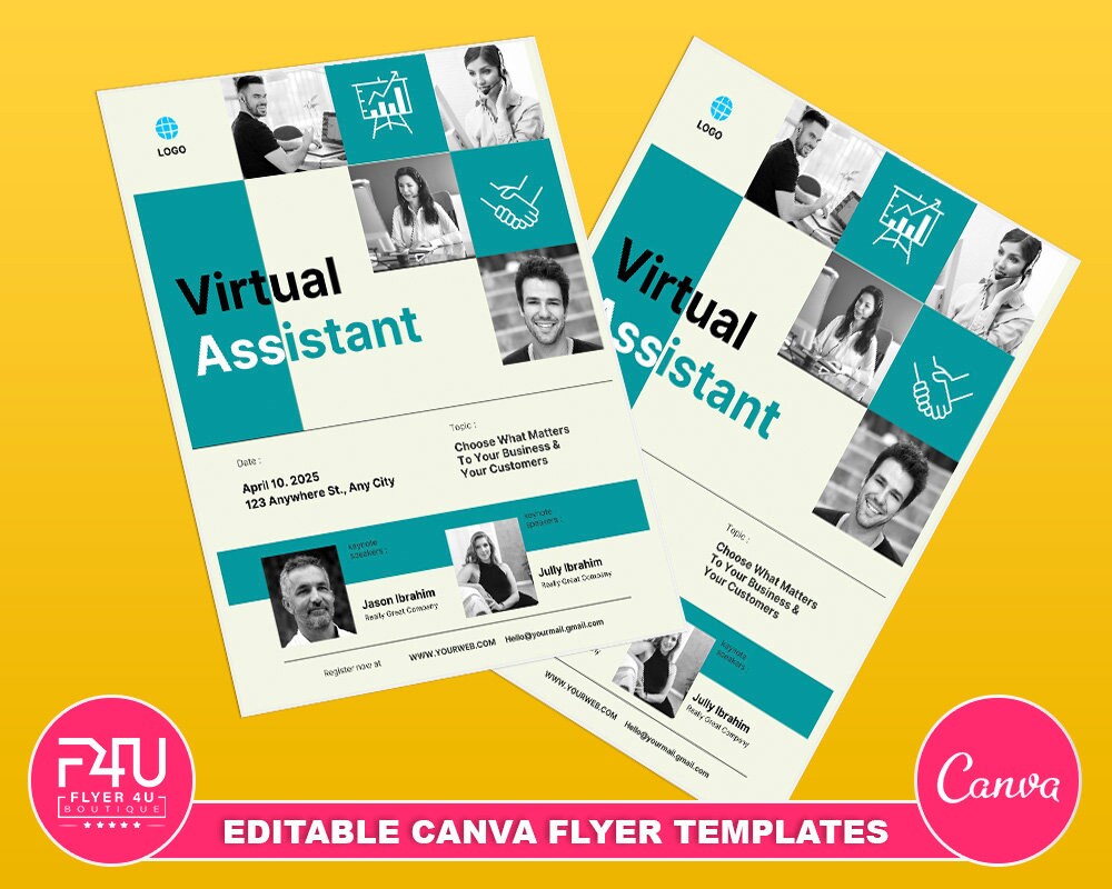 Virtual Assistant Flyer DIY Canva Virtual Assistant Flyer - Etsy
