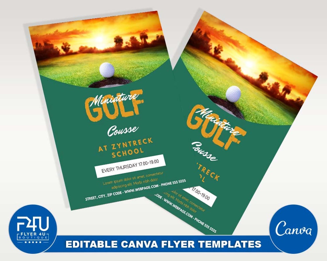 Miniature Golf Course Flyer DIY Canva Miniature Golf Course - Etsy