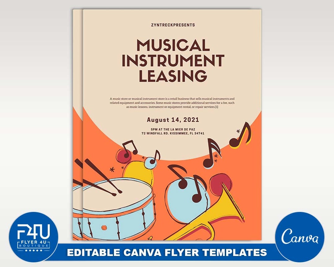 Musical Instrument Leasing Flyer, DIY Canva Musical Instrument Leasing ...