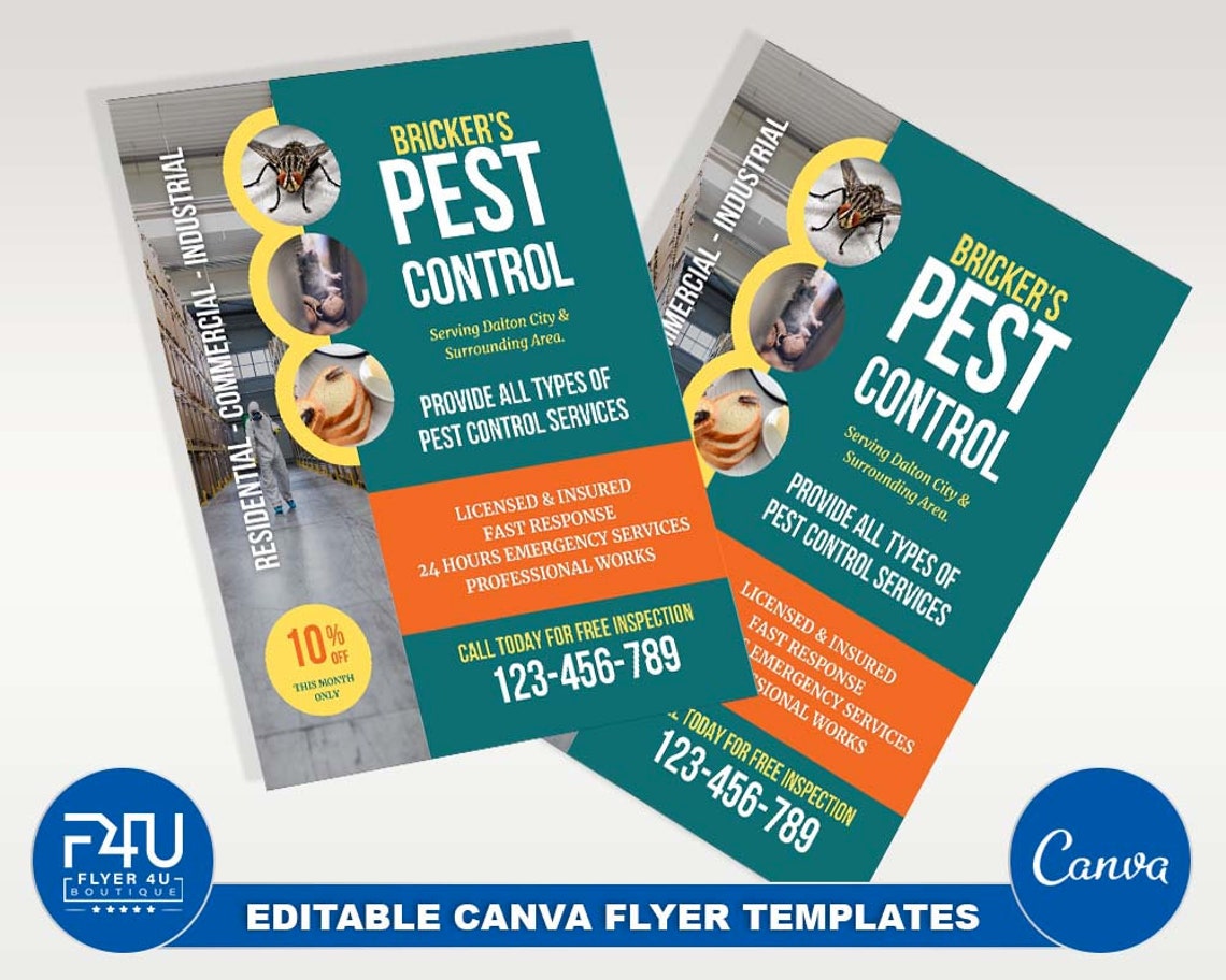 Pest Control Service Flyer DIY Canva Pest Control Service - Etsy