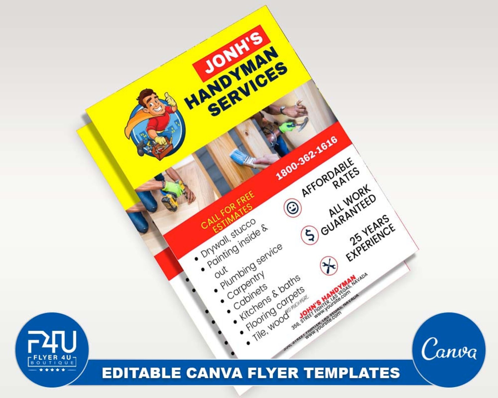 Handyman Service Flyer, DIY Canva Handyman Service Flyer Template 2022 ...