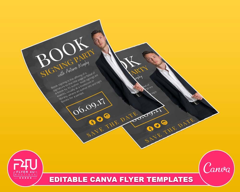 Book Signing Flyer, DIY Canva Book Signing Flyer Template 2022 ...