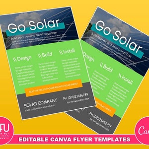 Solar Flyers Template, DIY Canva Solar Flyers, Editable Canva US Letter ...