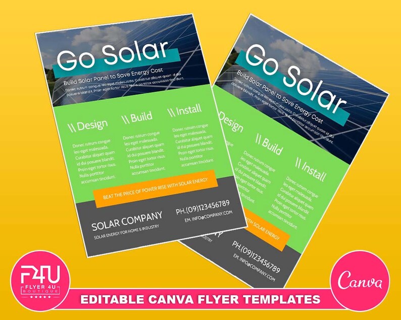 Solar Flyers Template, DIY Canva Solar Flyers, Editable Canva US Letter ...