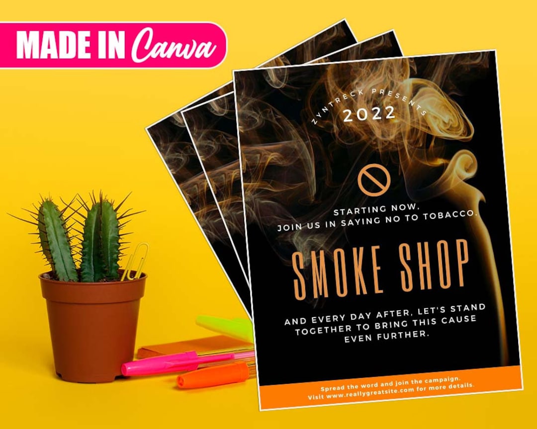 Smoke Shop Flyer, DIY Canva Smoke Shop Templates, Editable Canva US ...