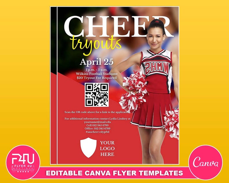 Cheerleading Flyer Diy Canva Cheerleading Flyer Editable Etsy