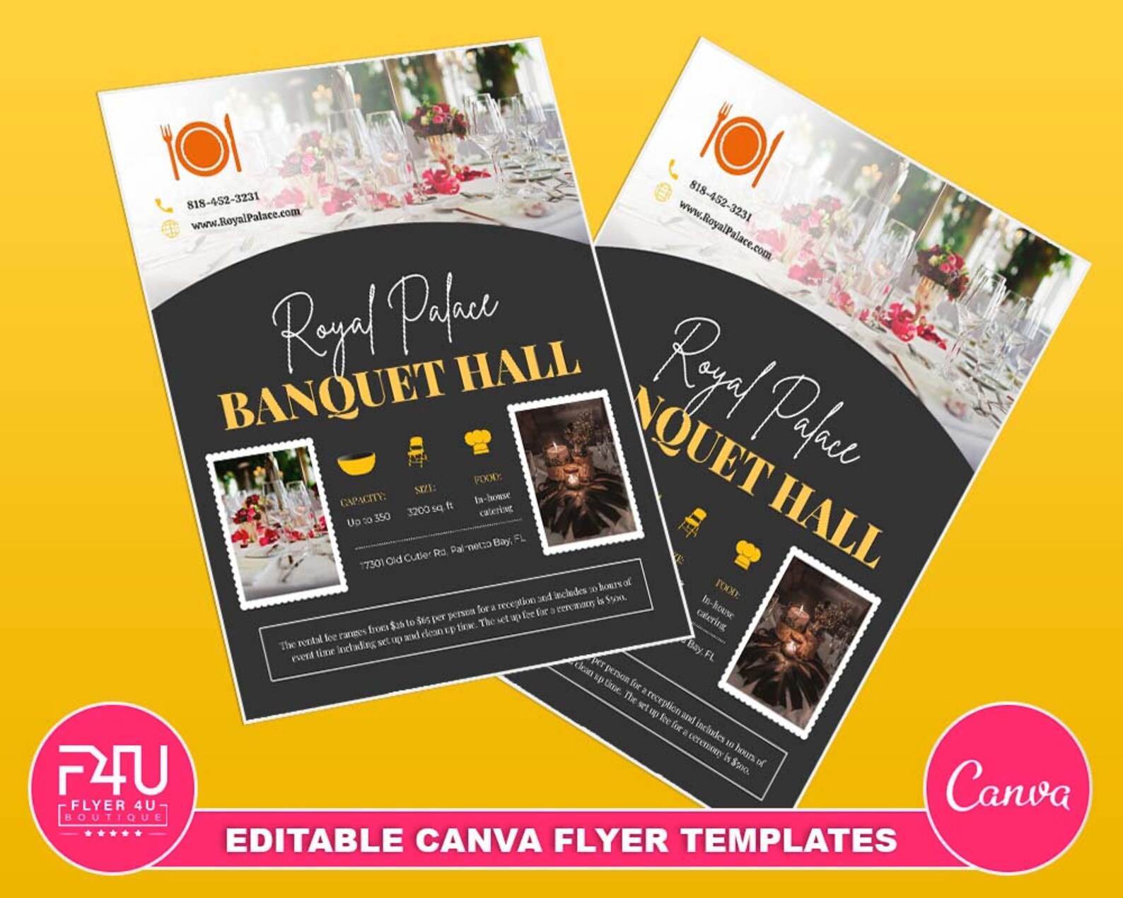 Banquet Facility Flyer, DIY Canva Banquet Facility Flyer Template 2022 ...