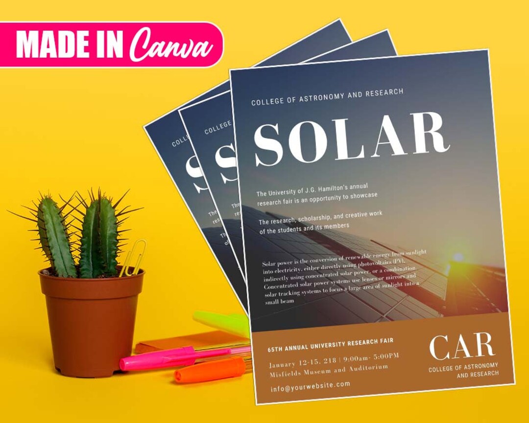 Solar Flyer, DIY Canva Solar Templates, Editable Canva US Letter Size ...