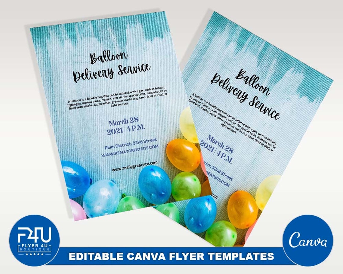 Balloon Delivery Service Flyer DIY Canva Balloon Delivery - Etsy