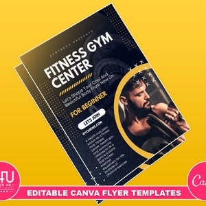 Fitness Gym Center Flyer, DIY Canva Fitness Gym Center Flyer Template ...