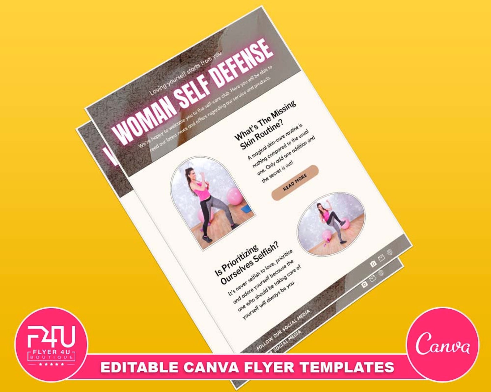 Woman Self Defense Flyer, DIY Canva Woman Self Defense Flyer, Editable ...