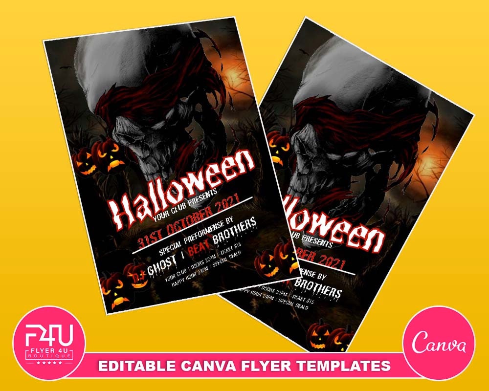 Halloween Day Flyer DIY Canva Halloween Day Flyer Template - Etsy