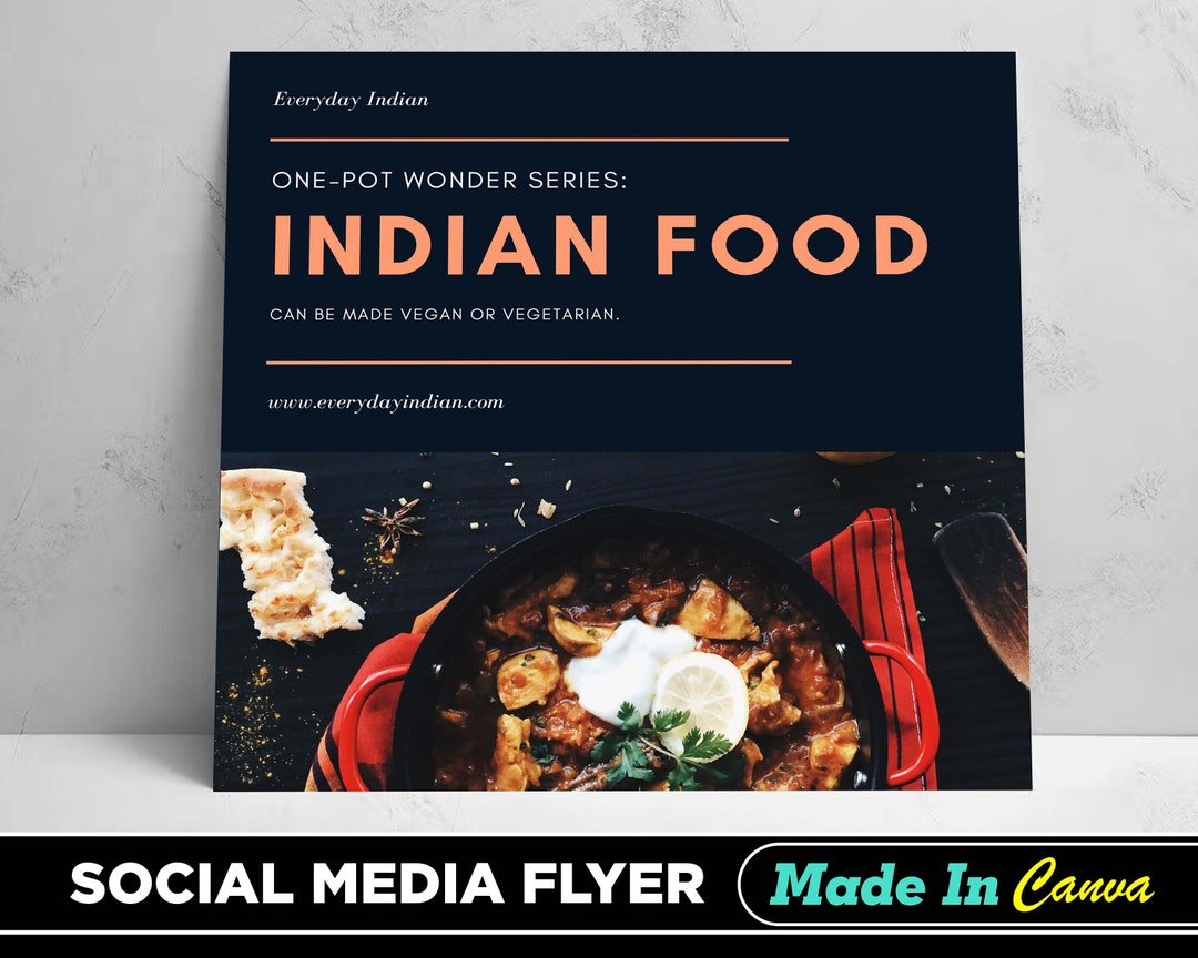 Indian Food Flyer DIY Canva Indian Food Template Editable - Etsy