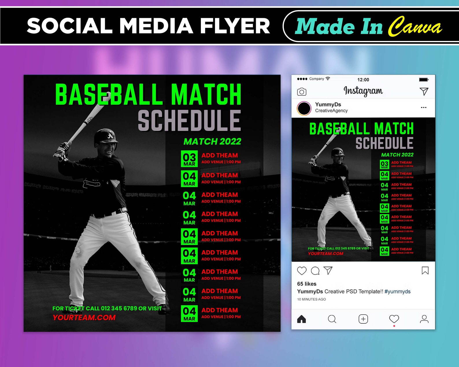 Baseball Game Schedule Flyer, DIY Canva Baseball Game Schedule Flyer ...
