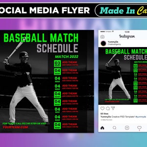 Baseball Game Schedule Flyer, DIY Canva Baseball Game Schedule Flyer ...