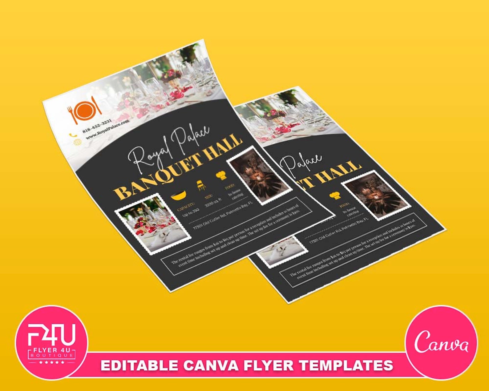 Banquet Facility Flyer, DIY Canva Banquet Facility Flyer Template 2022 ...
