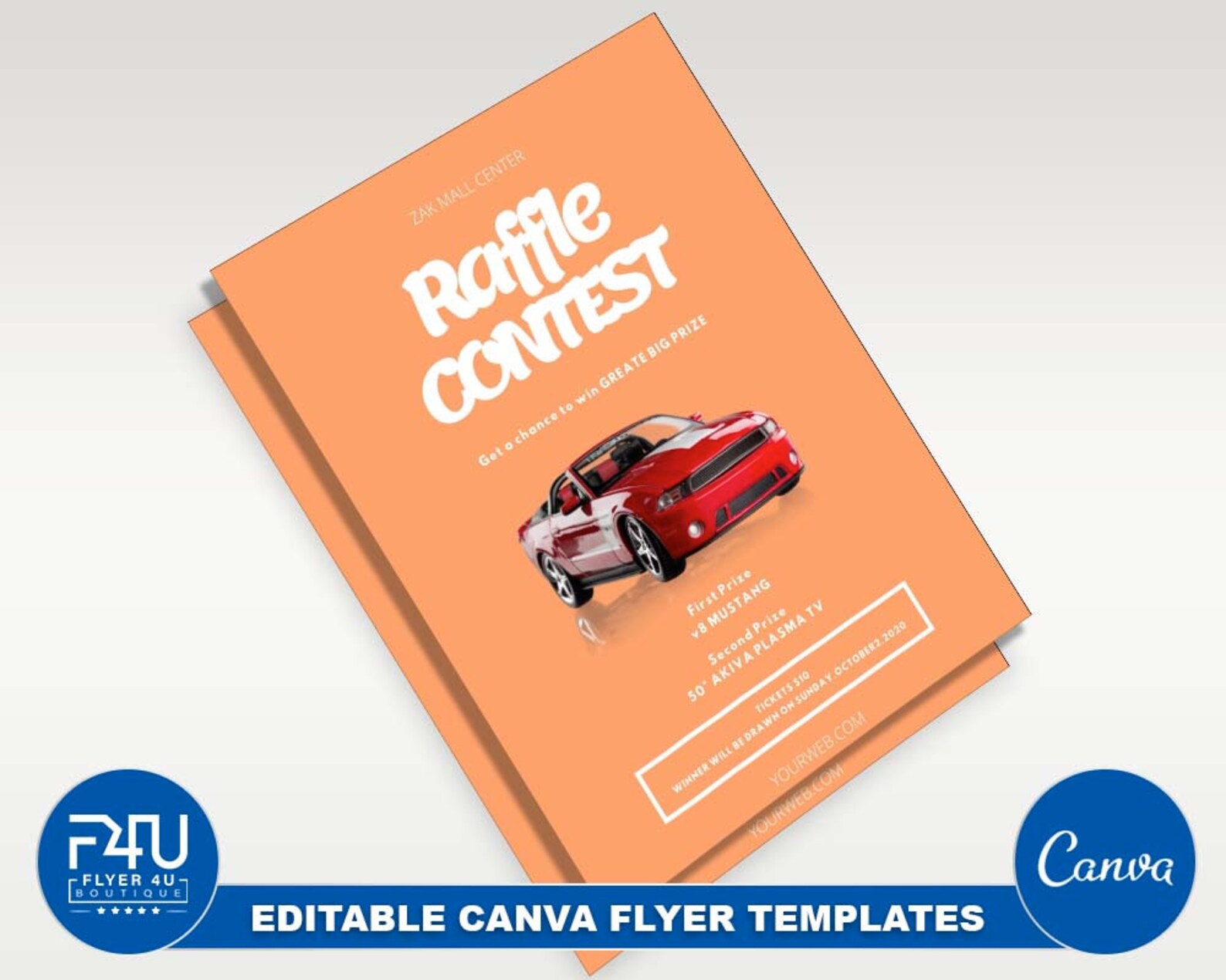 Raffle Flyer, DIY Canva Raffle Flyer Template 2022, Editable Canva US ...
