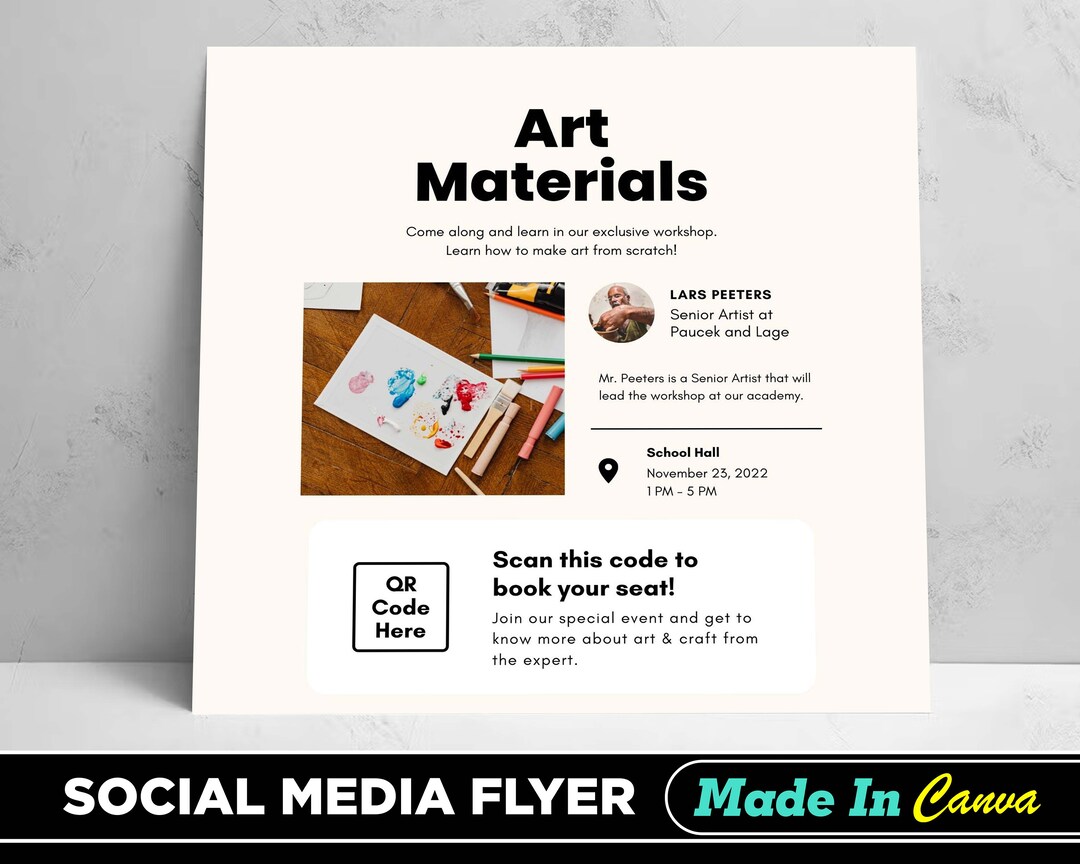 Art Materials Flyer, DIY Canva Art Materials Flyer Template 2022 ...