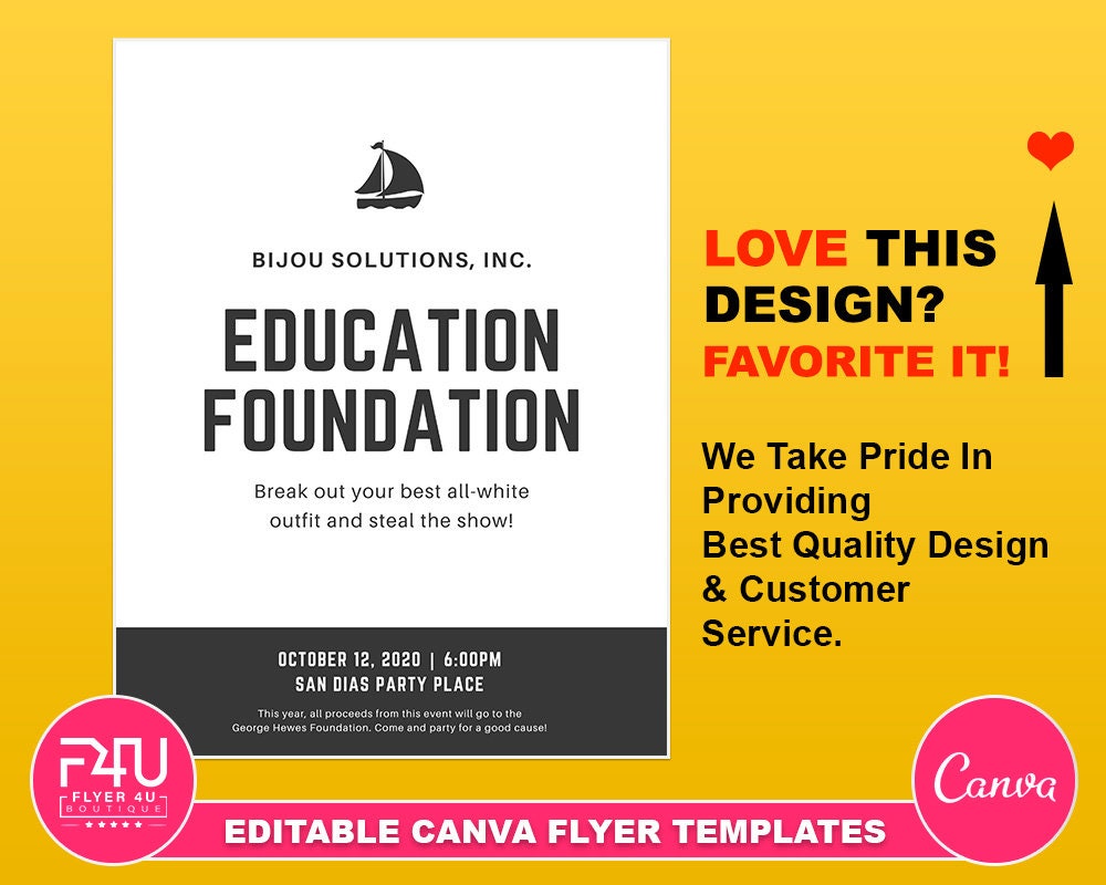 Education Foundation Flyer DIY Canva Education Foundation - Etsy