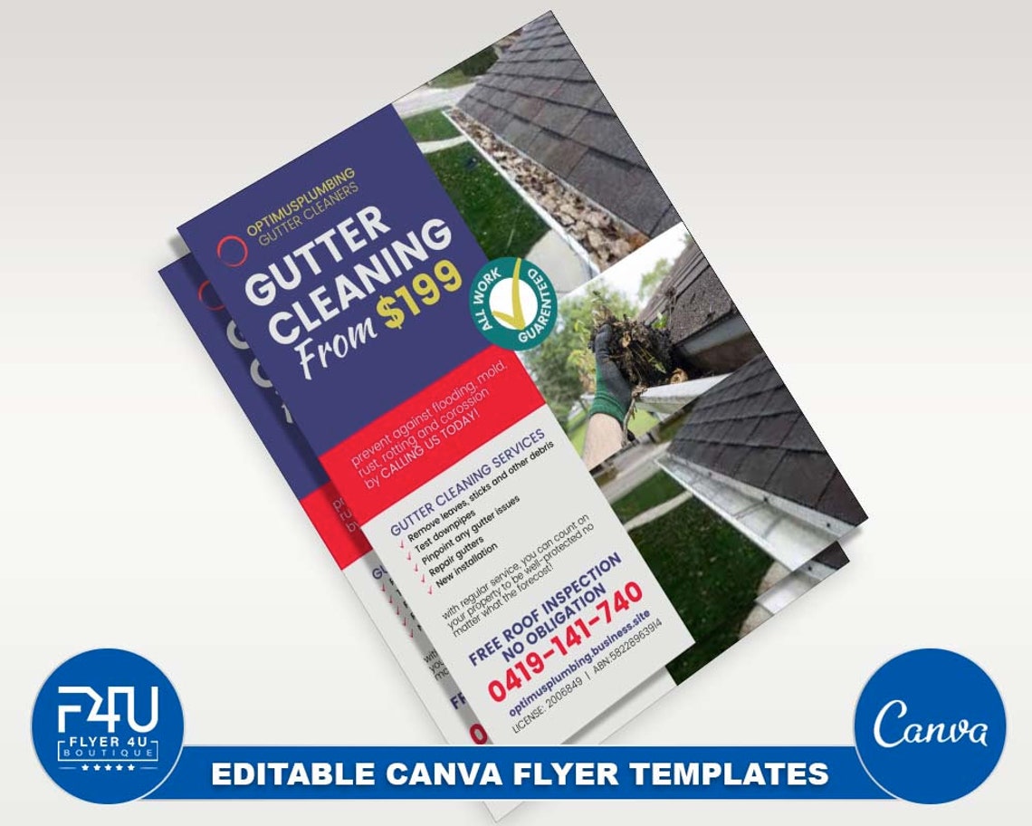 Gutter Cleaning Flyer DIY Canva Gutter Cleaning Flyer - Etsy