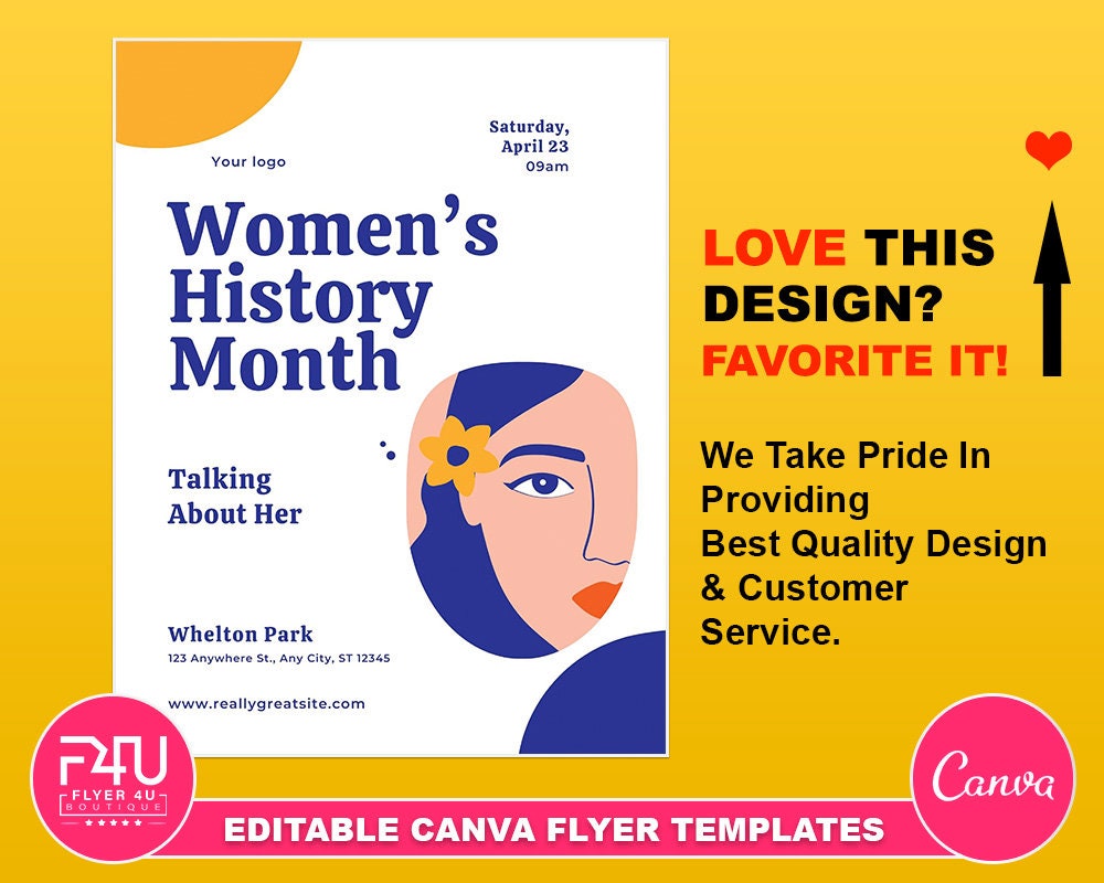 Women's History Month Flyer, DIY Canva Women's History Month Flyer ...