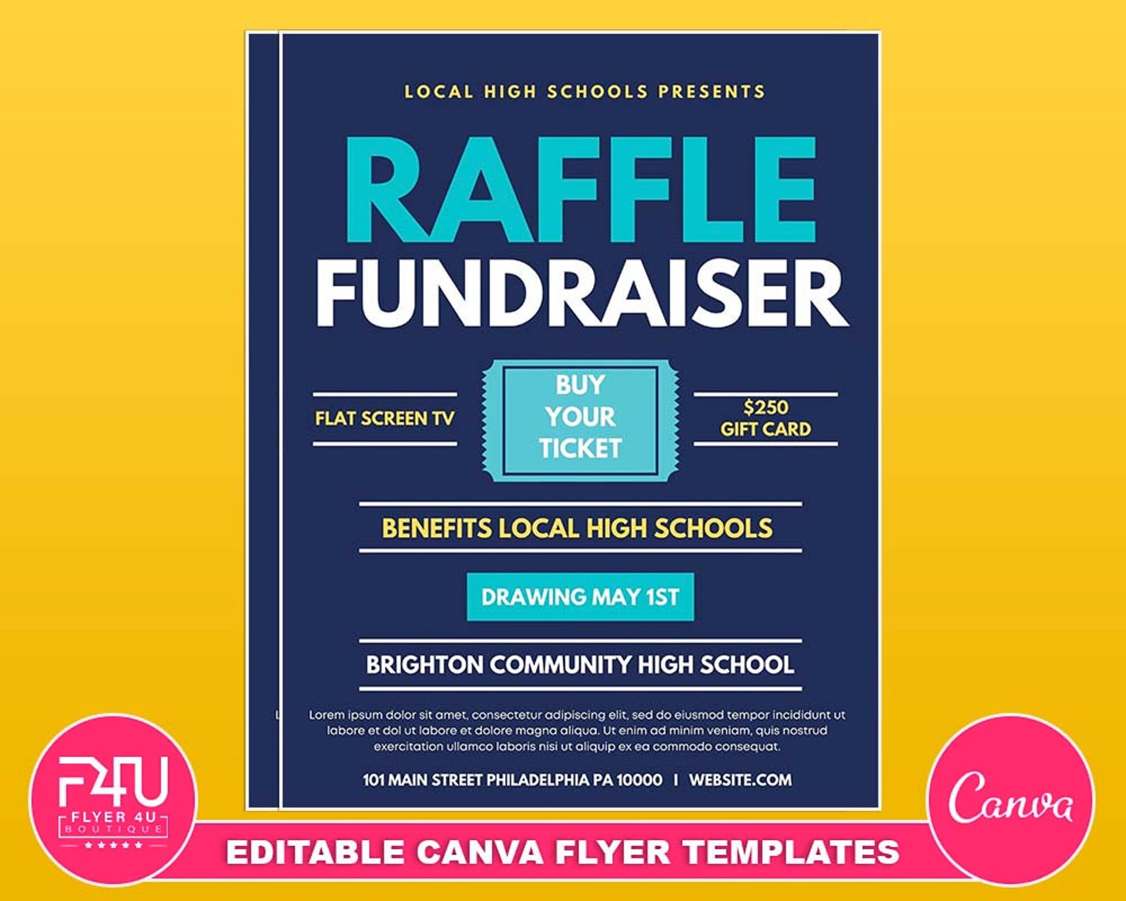 Raffle Fundraiser Flyer DIY Canva Raffle Fundraiser - Etsy