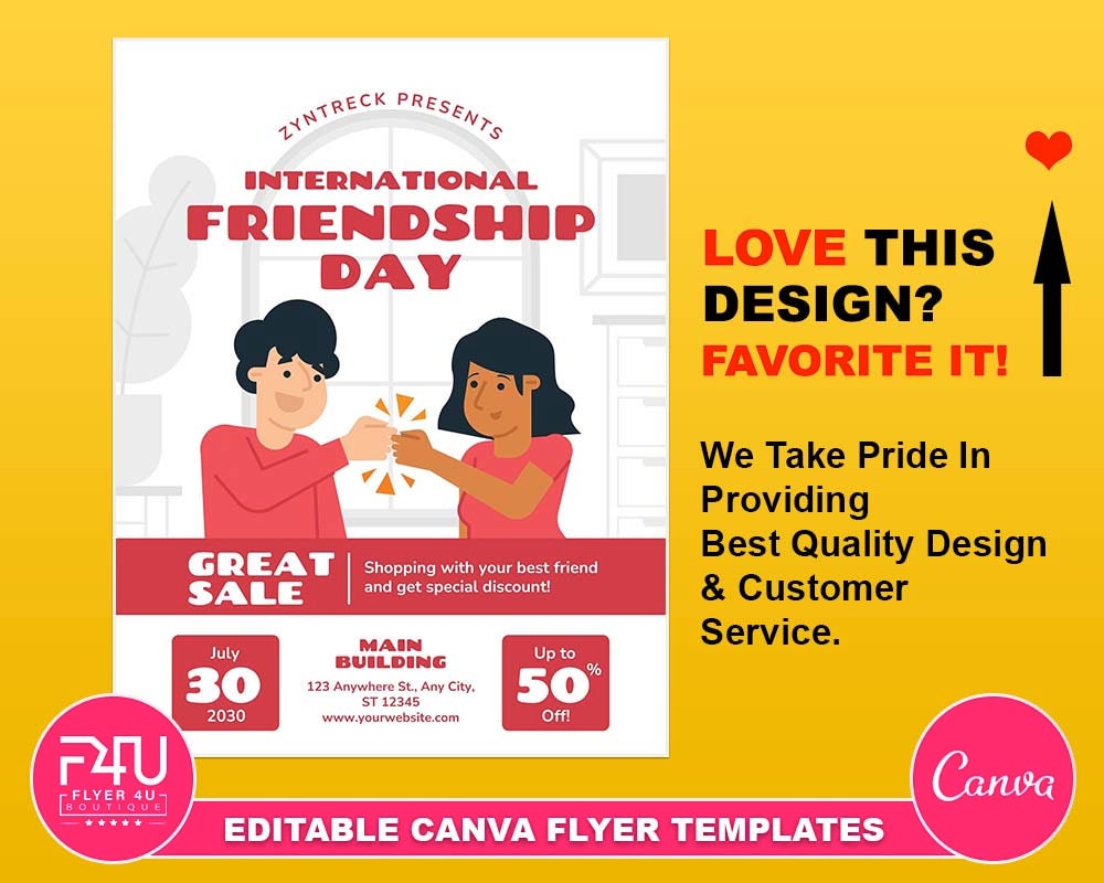 International Friendship Day Flyer, DIY Canva Friendship Day Flyer ...