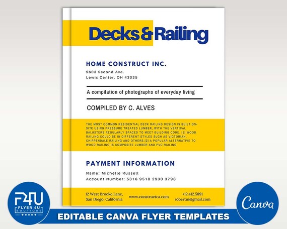 Decks and Railing Flyer DIY Canva Decks & Railing Template | Etsy