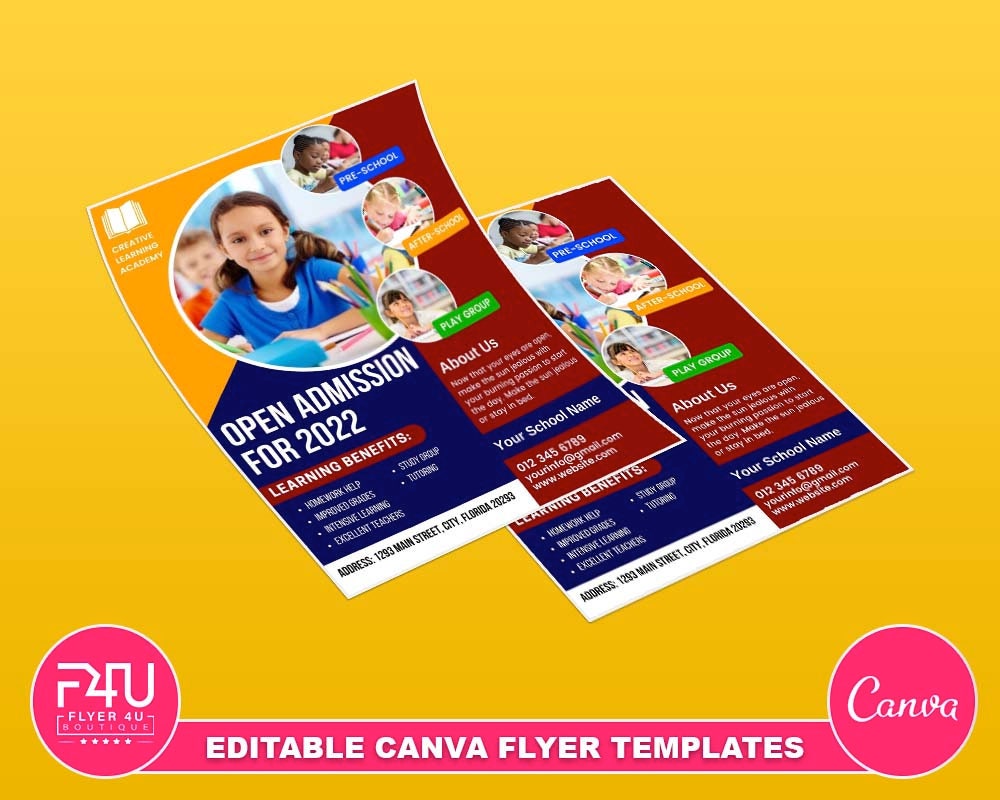Children School Flyer DIY Canva Children School Flyer - Etsy