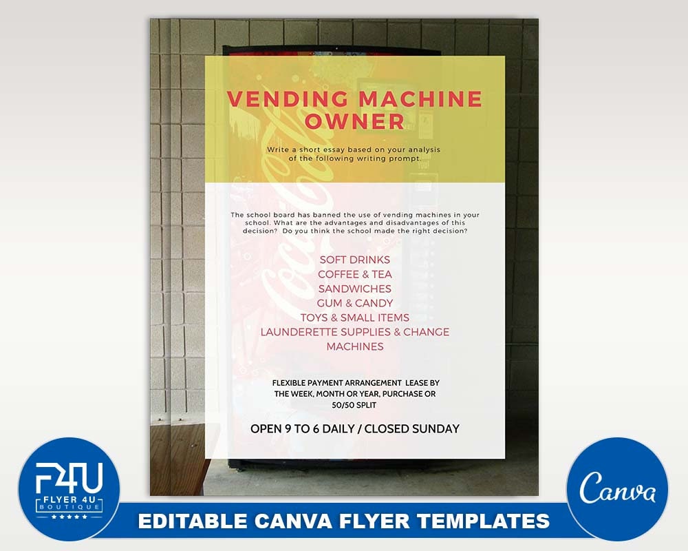 Vending Machine Flyer DIY Canva Vending Machine Template - Etsy