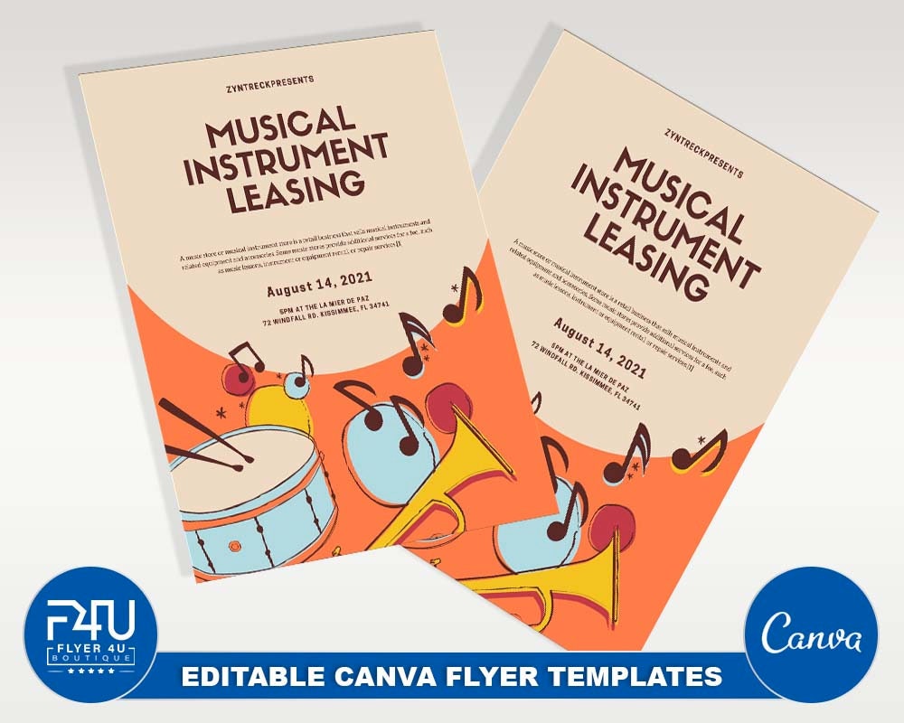 Musical Instrument Leasing Flyer, DIY Canva Musical Instrument Leasing ...