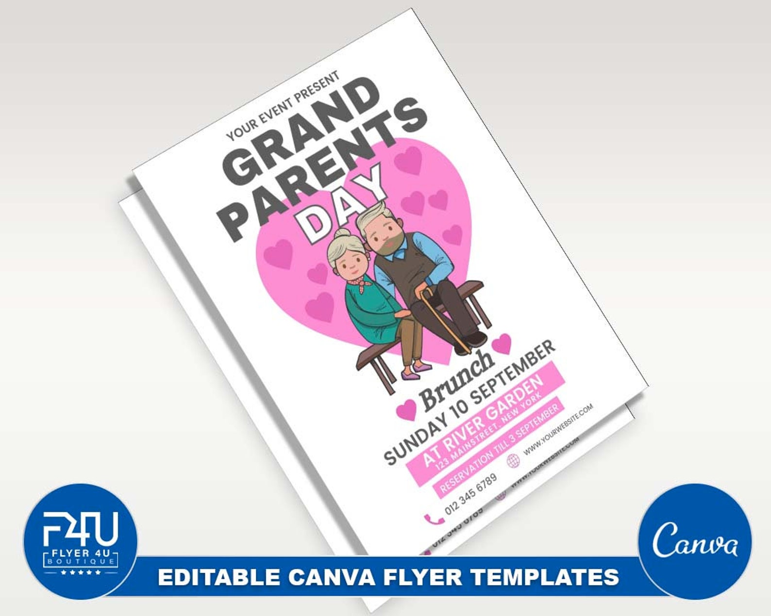 Grandparents Day Flyer DIY Canva Grandparents Day Flyer - Etsy