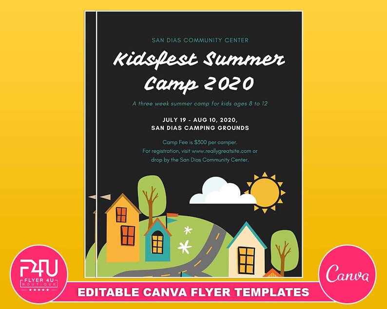 Kids Summer Camp Flyer, DIY Canva Kids Summer Camp Templates, Editable ...