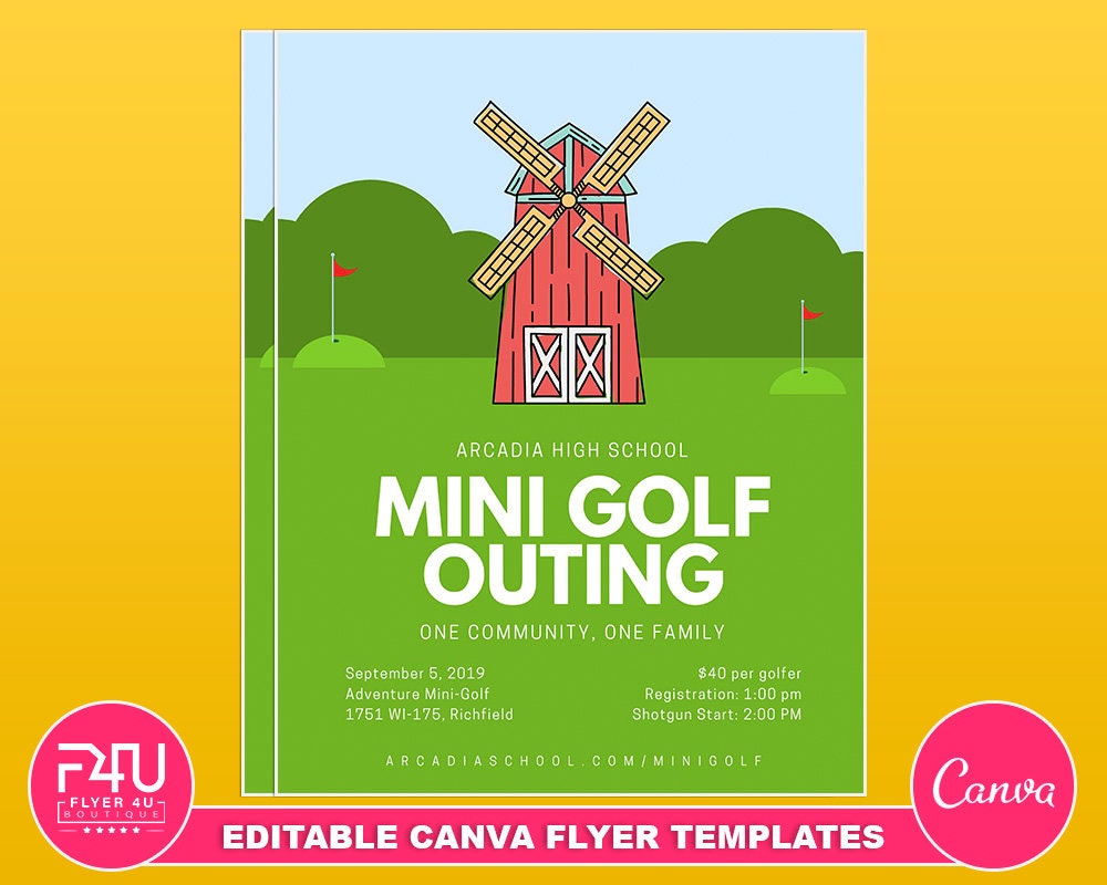 Mini Golf Flyer, DIY Canva Mini Golf Templates, Editable Canva US ...