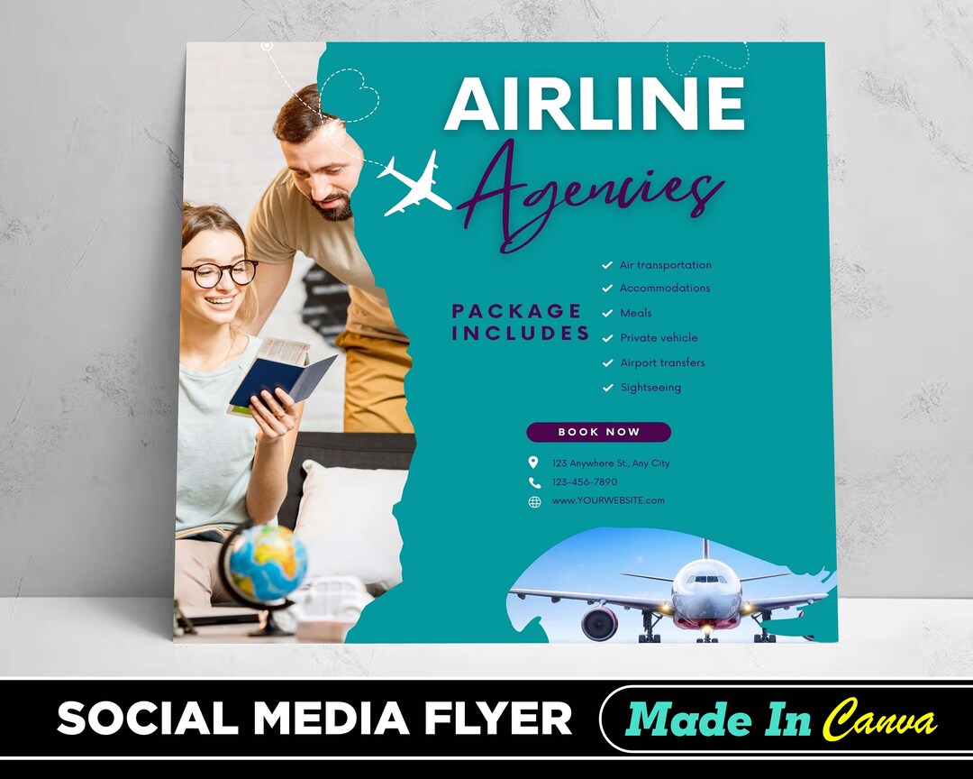 Airline Ticket Agencies Flyer, DIY Canva Airline Ticket Agencies Flyer ...