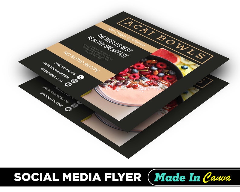 Acai Bowls Flyer DIY Canva Acai Bowls Flyer Template 2022 - Etsy