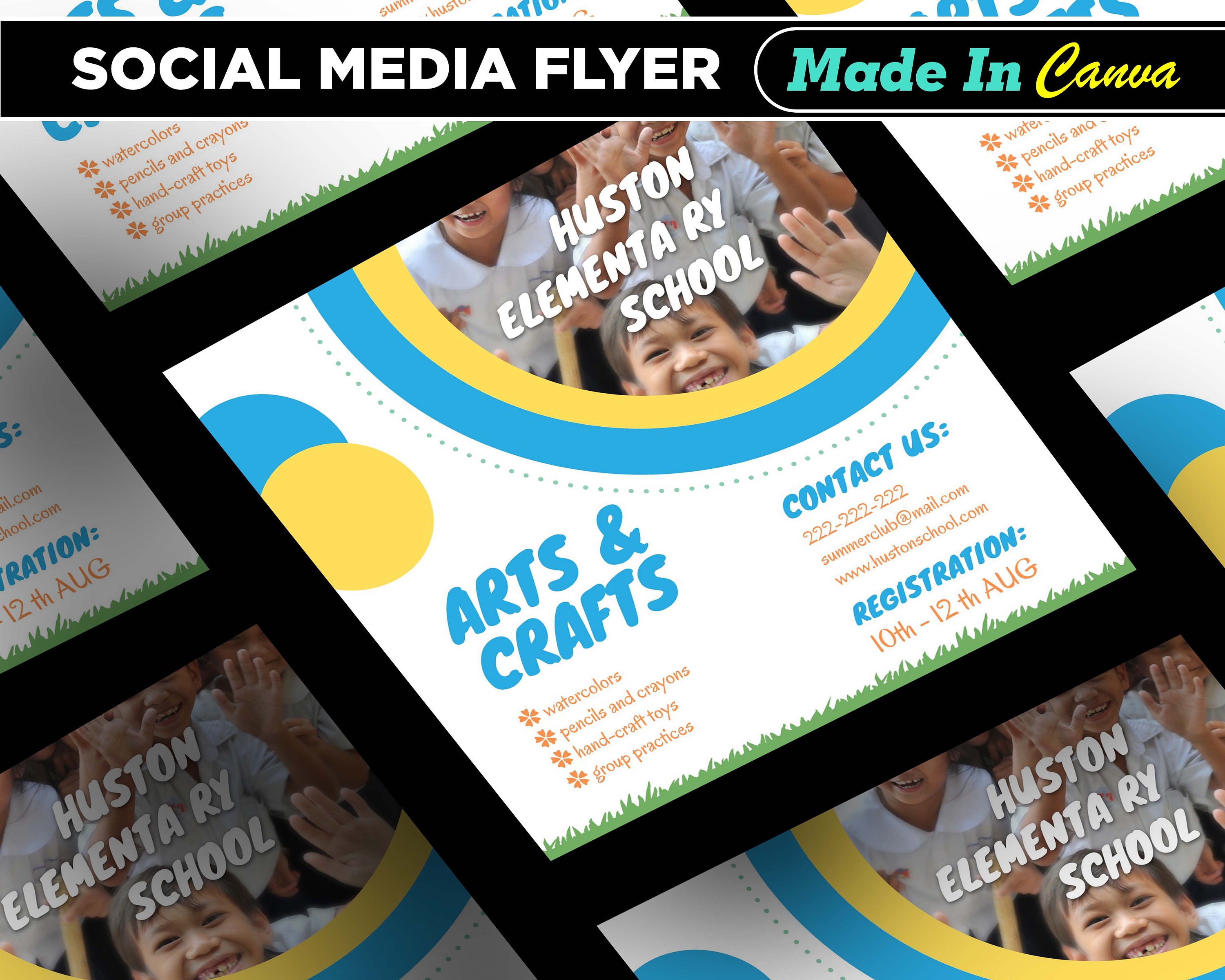 Art and Craft Class Flyer, DIY Canva Art and Craft Class Flyer Template ...