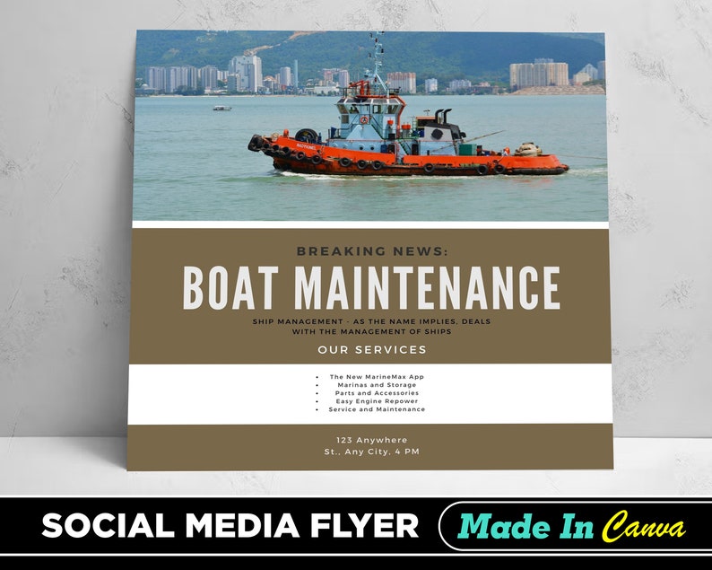 Boat Maintenance Flyer, DIY Canva Boat Maintenance Flyer Template 2022 ...