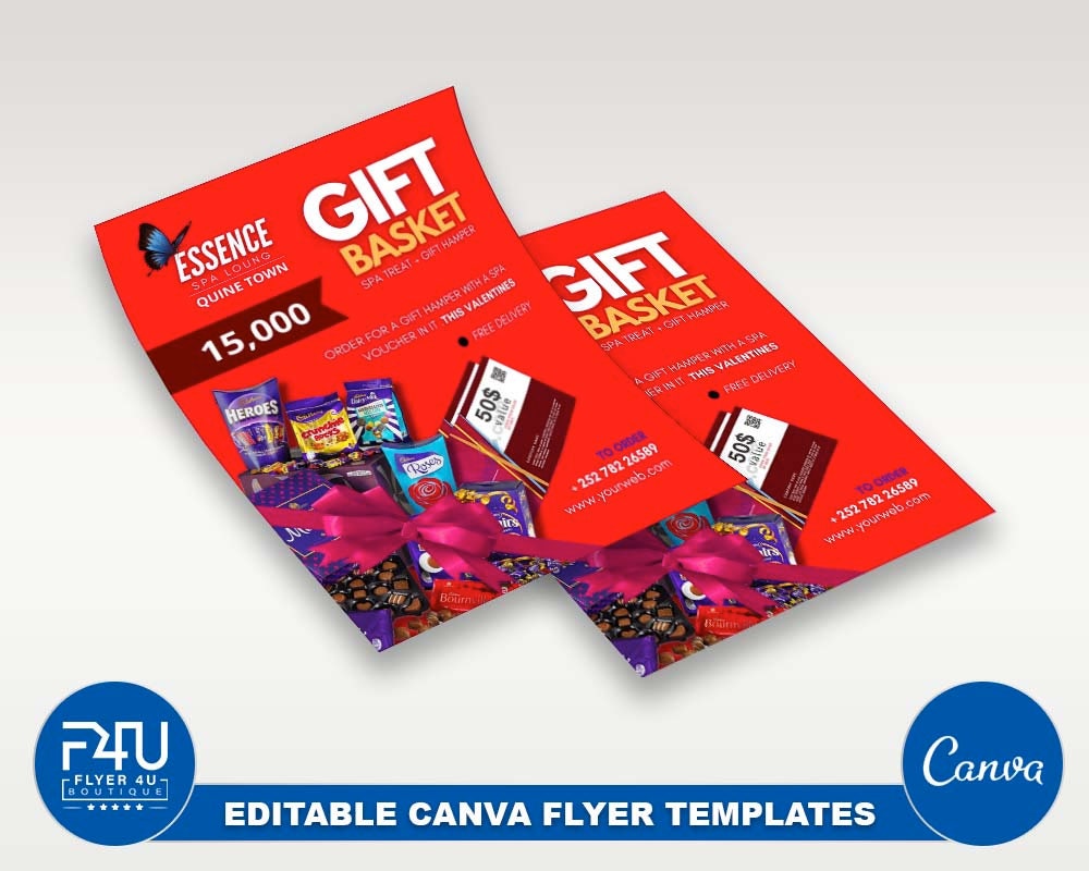 Gift Basket Flyer, DIY Canva Gift Basket Flyer Template 2022, Editable ...
