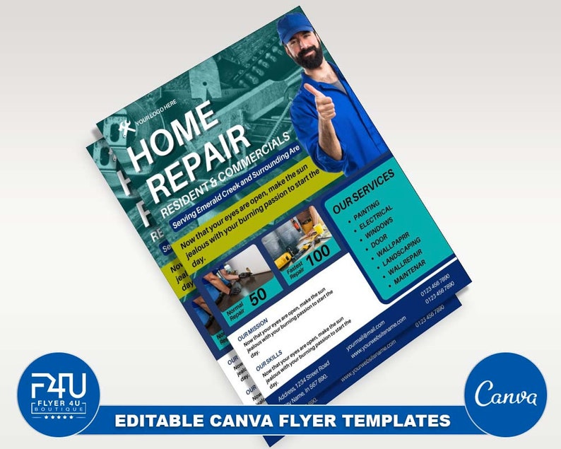 Handyman Service Flyer, DIY Canva Handyman Service Flyer Template 2022 ...