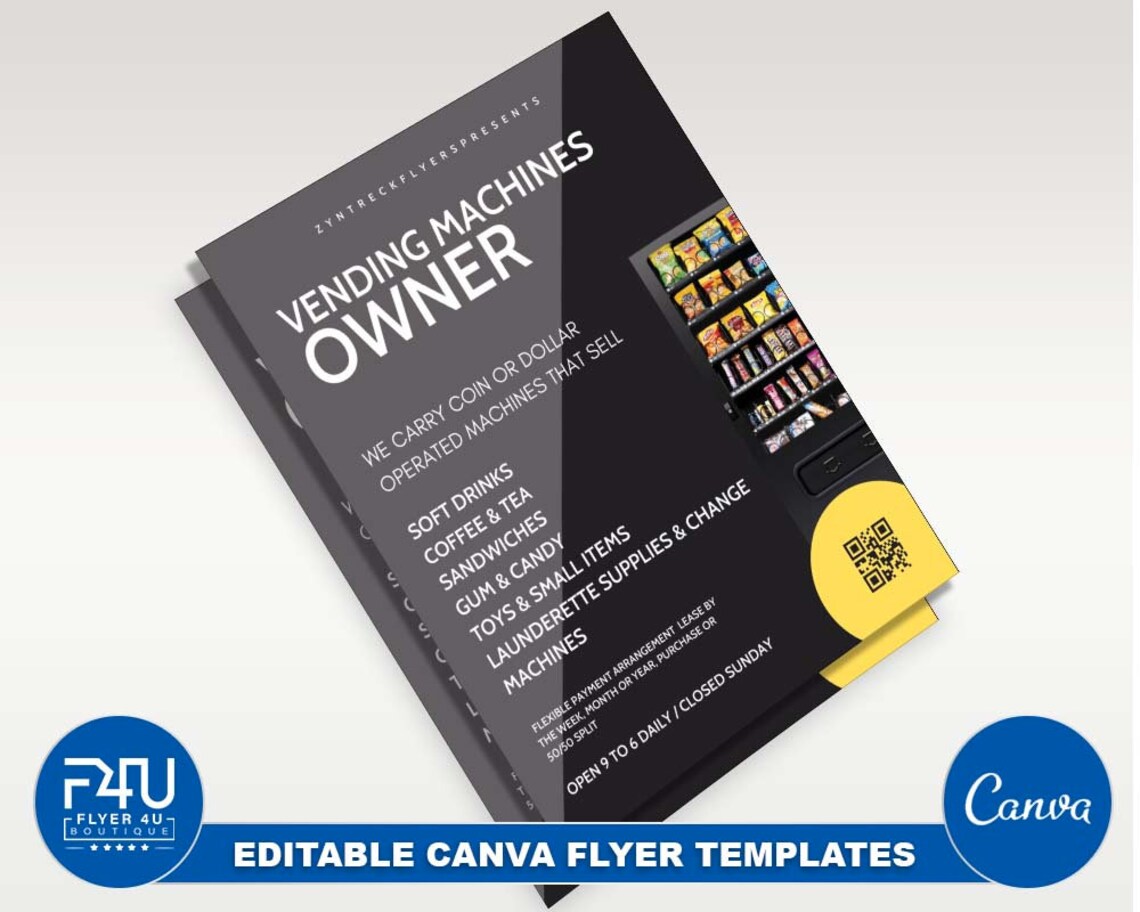 Vending Machine Flyer DIY Canva Vending Machine Template - Etsy