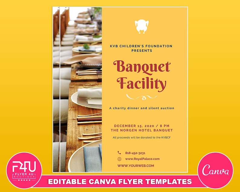 Banquet Facility Flyer, DIY Canva Banquet Facility Flyer Template 2022 ...