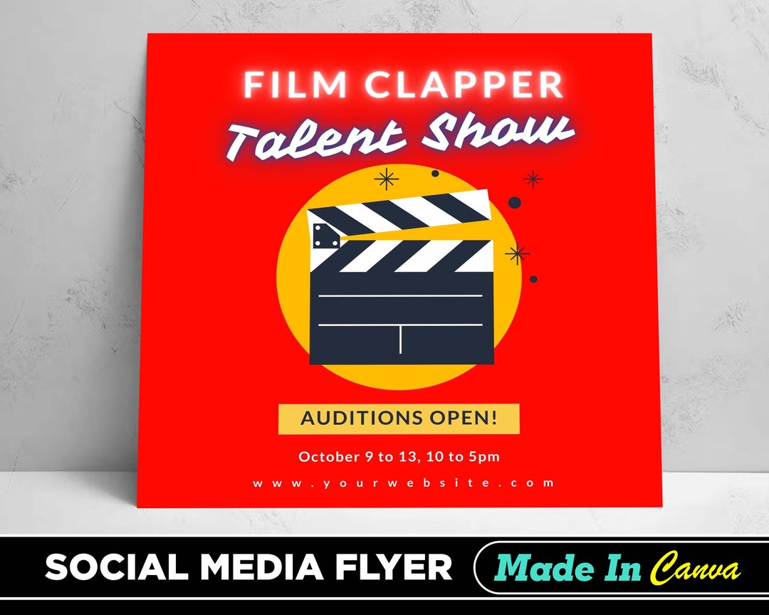 Film Clapper Talent Show Flyer, DIY Canva Film Clapper Talent Show ...