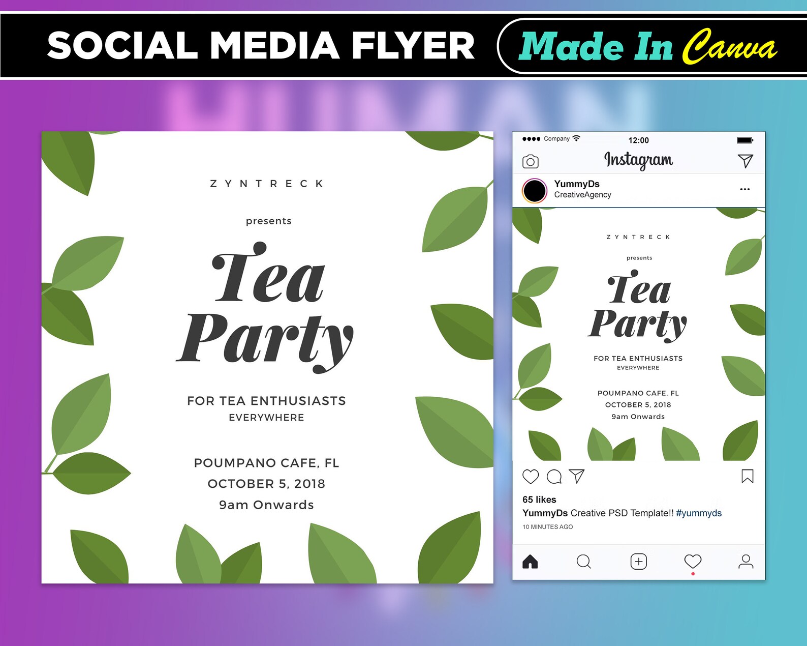 Tea Party Flyer, DIY Canva Tea Party Flyer Template 2022, Editable ...