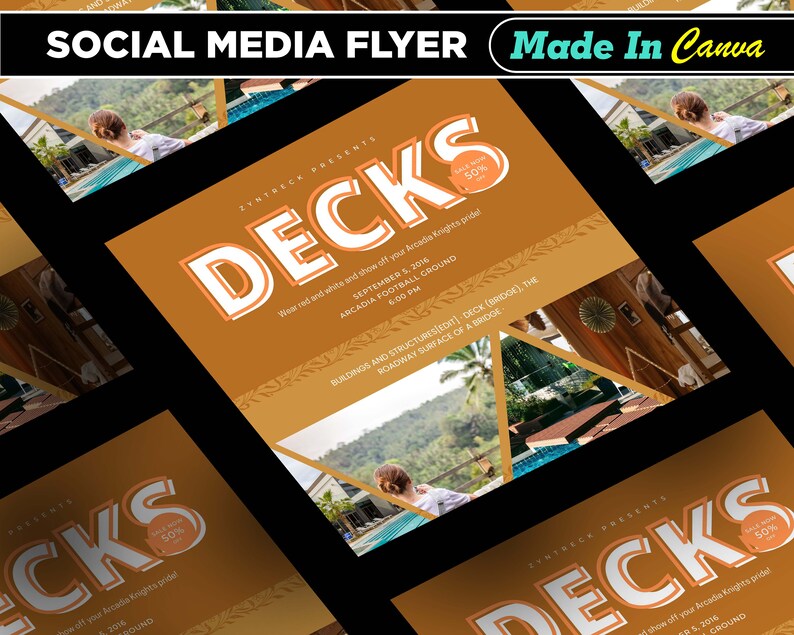 Decks Flyer DIY Canva Decks Flyer Template Editable Social - Etsy