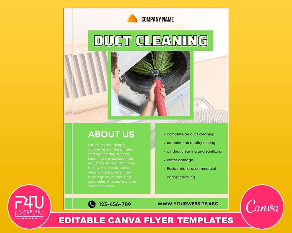 Duct Cleaning Flyer, DIY Canva Duct Cleaning Flyer, Editable Canva US ...