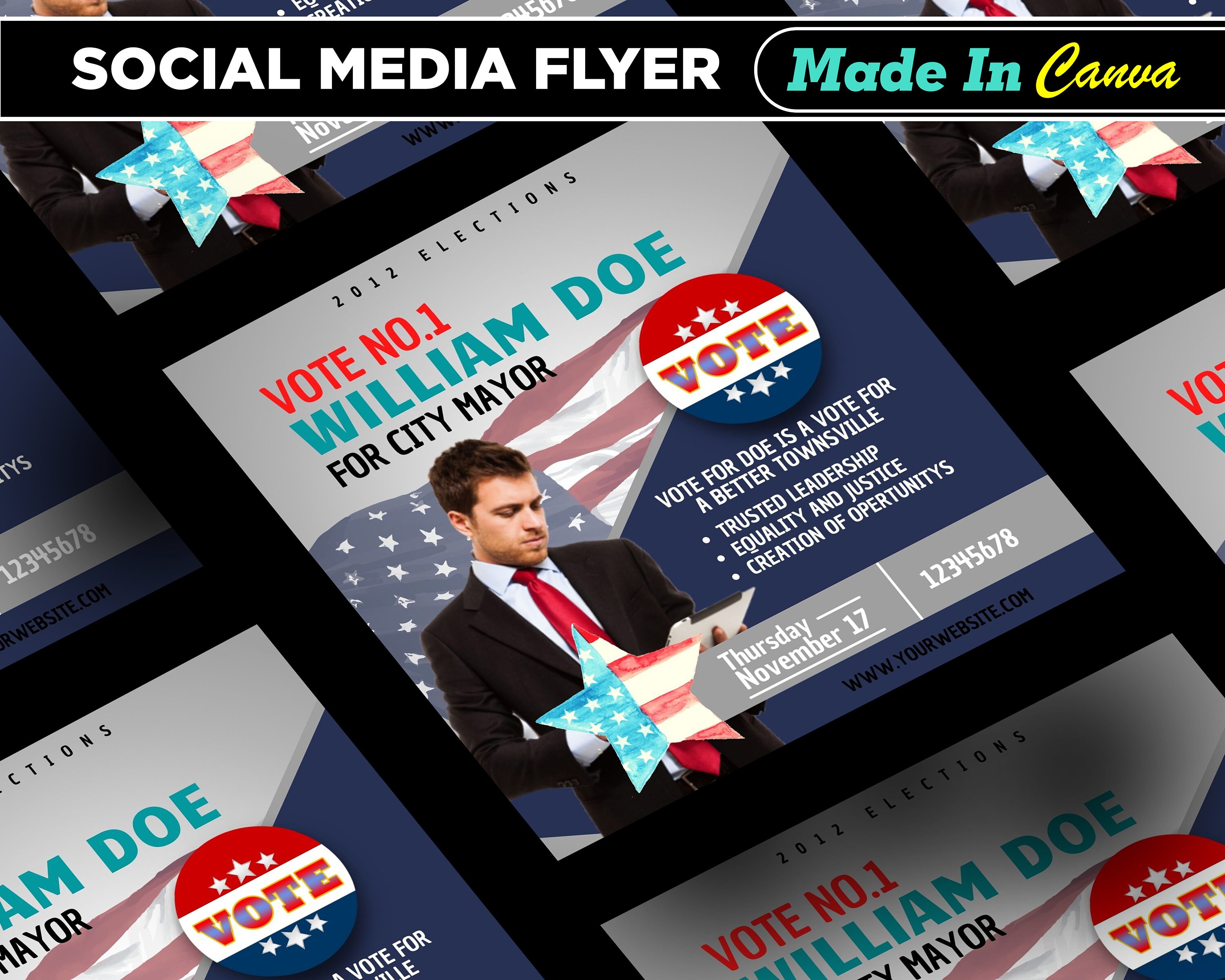 Election Campaing Flyer, DIY Canva Election Campaing Flyer Template ...