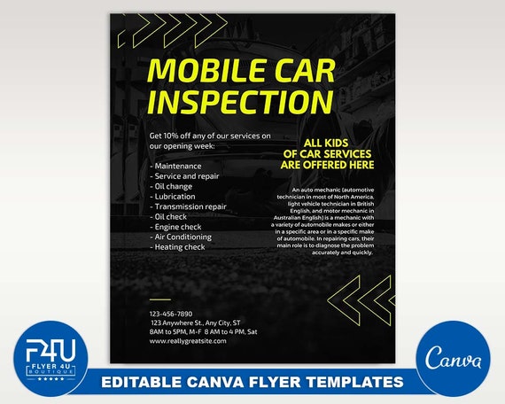 Mobile Car Inspection Flyer DIY Canva Mobile Car Inspection | Etsy